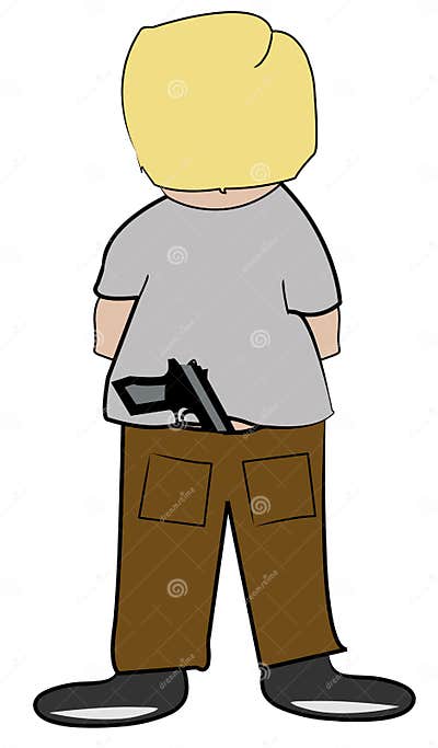 Young boy packing a gun stock vector. Illustration of automatic - 4499088