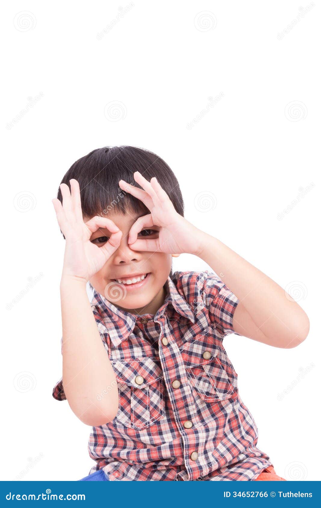 Young Boy Peeking through Hand Stock Photo - Image of sight, childhood ...