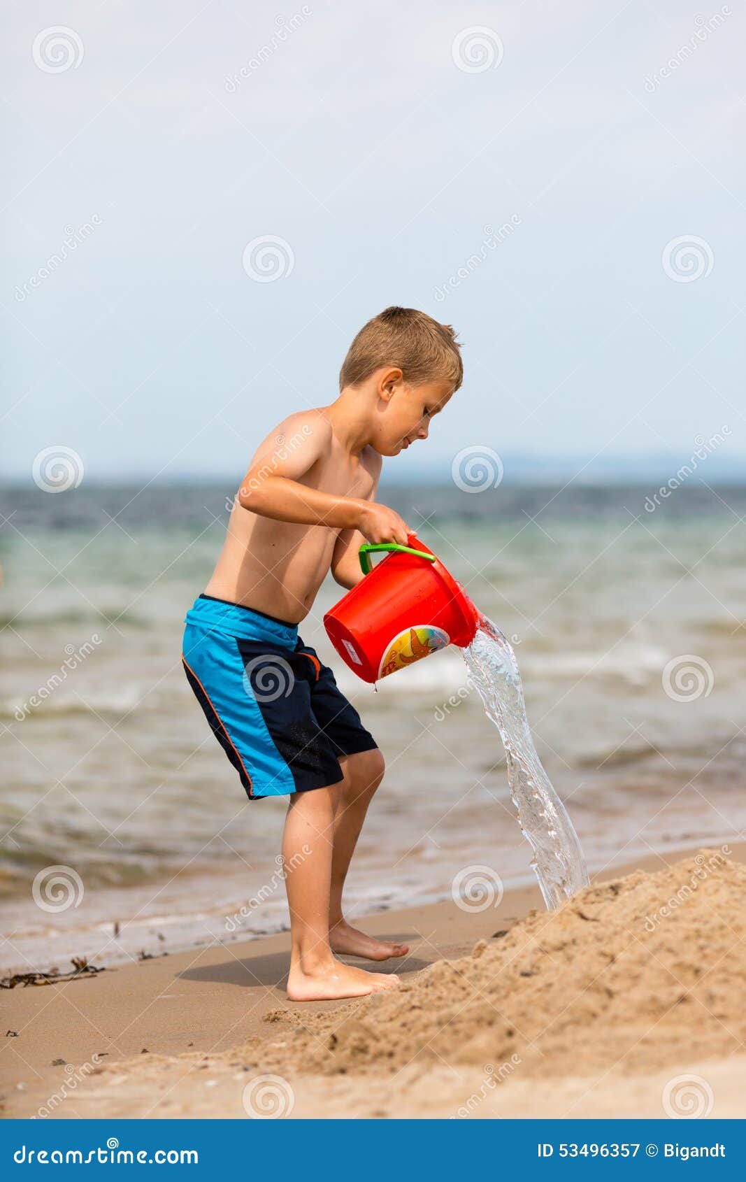 Young Boy with Plastic Bucket Stock Image - Image of children, child ...
