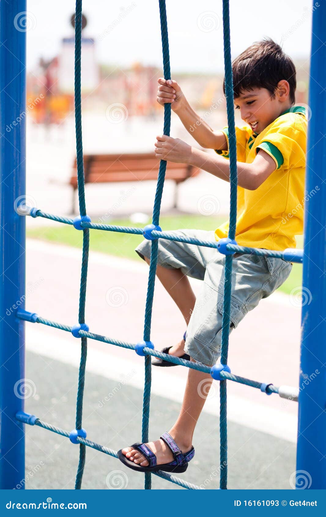 Young Boy on Play Structure Stock Image - Image of small, playground ...