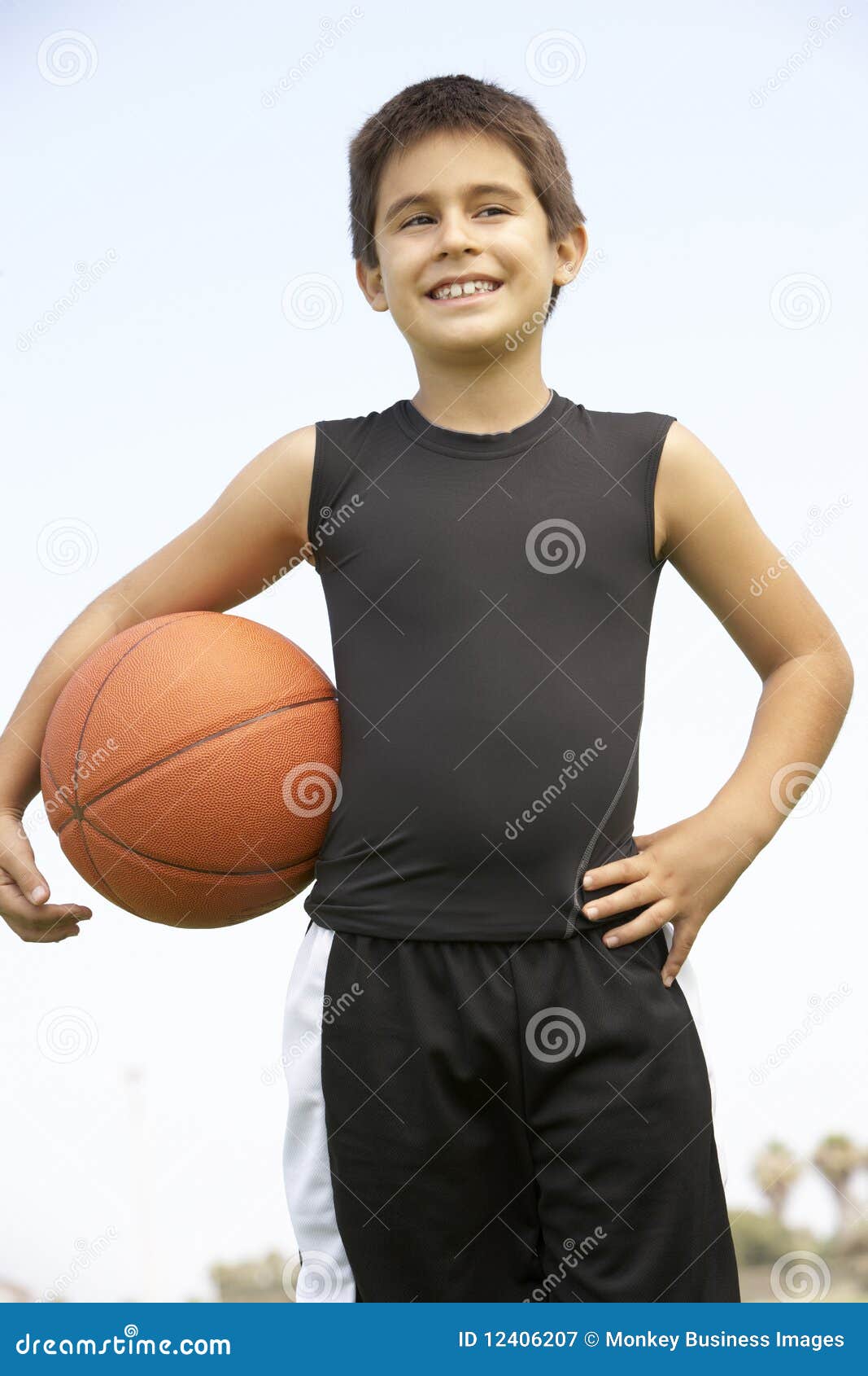 Young Boy Playing Basketball Stock Image - Image of little, baseball ...