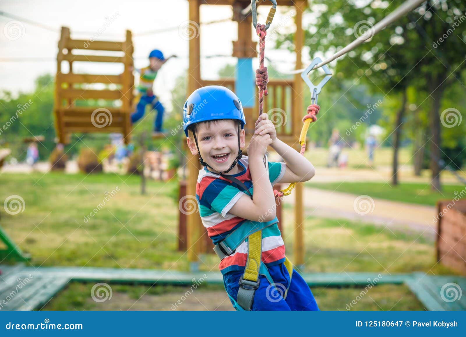 Young Boy Playing and Having Fun Doing Activities Outdoors. Happiness ...