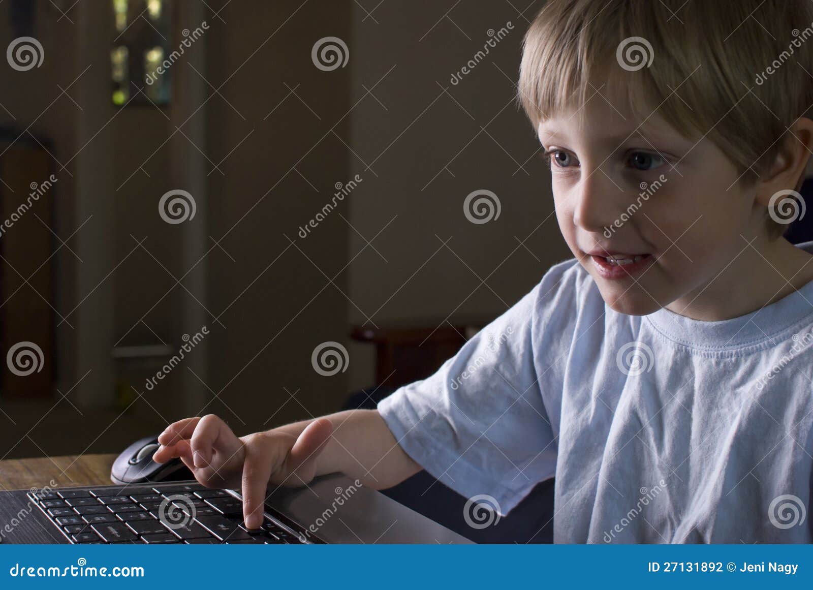 Young Boy Playing on a Laptop Stock Photo - Image of laptop, computer ...