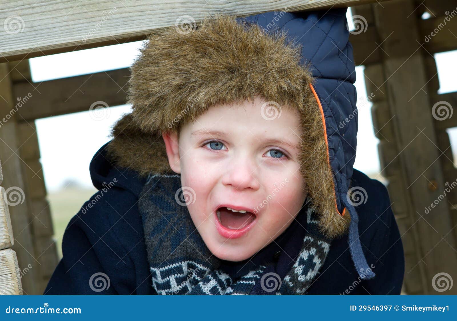 Young Boy Playing at the Park on a Cold Day Stock Image - Image of ...