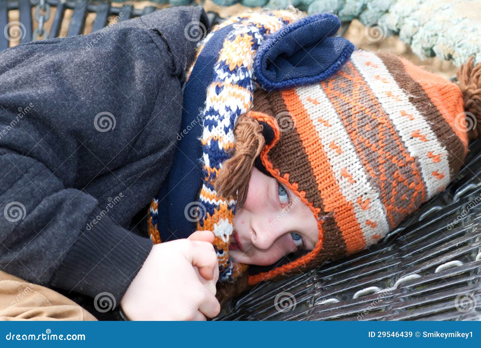 Young Boy Playing at the Park on a Cold Day Stock Image - Image of ...