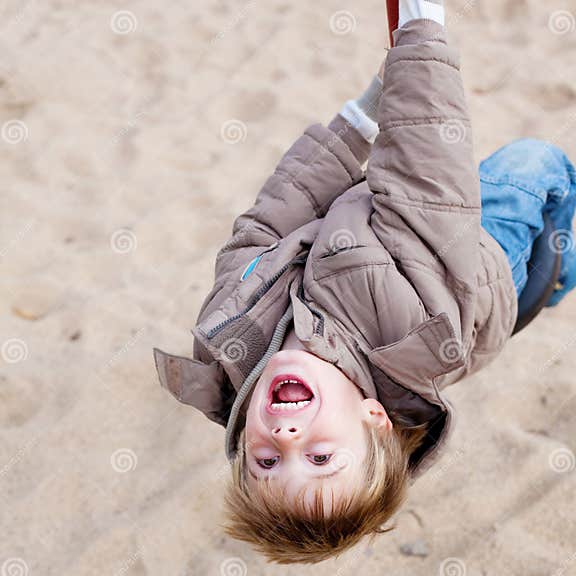 Young Boy Playing on Playground Stock Photo - Image of excited ...