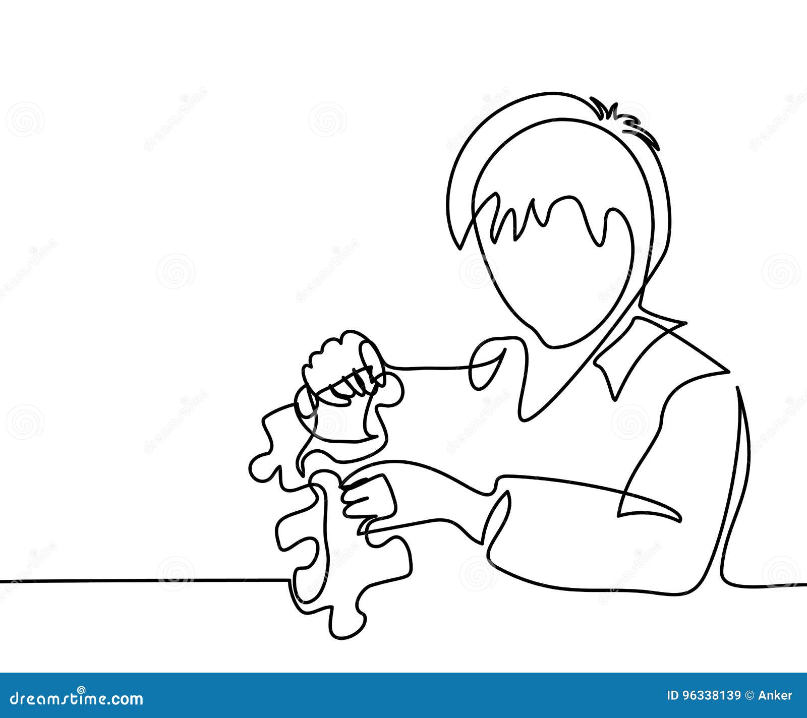 Young Boy Playing with Puzzle Stock Vector - Illustration of kids ...