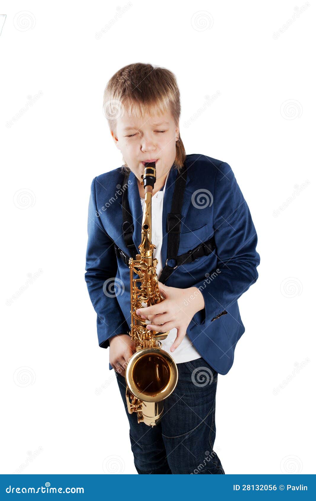 Young boy playing the sax stock photo. Image of blonde - 28132056