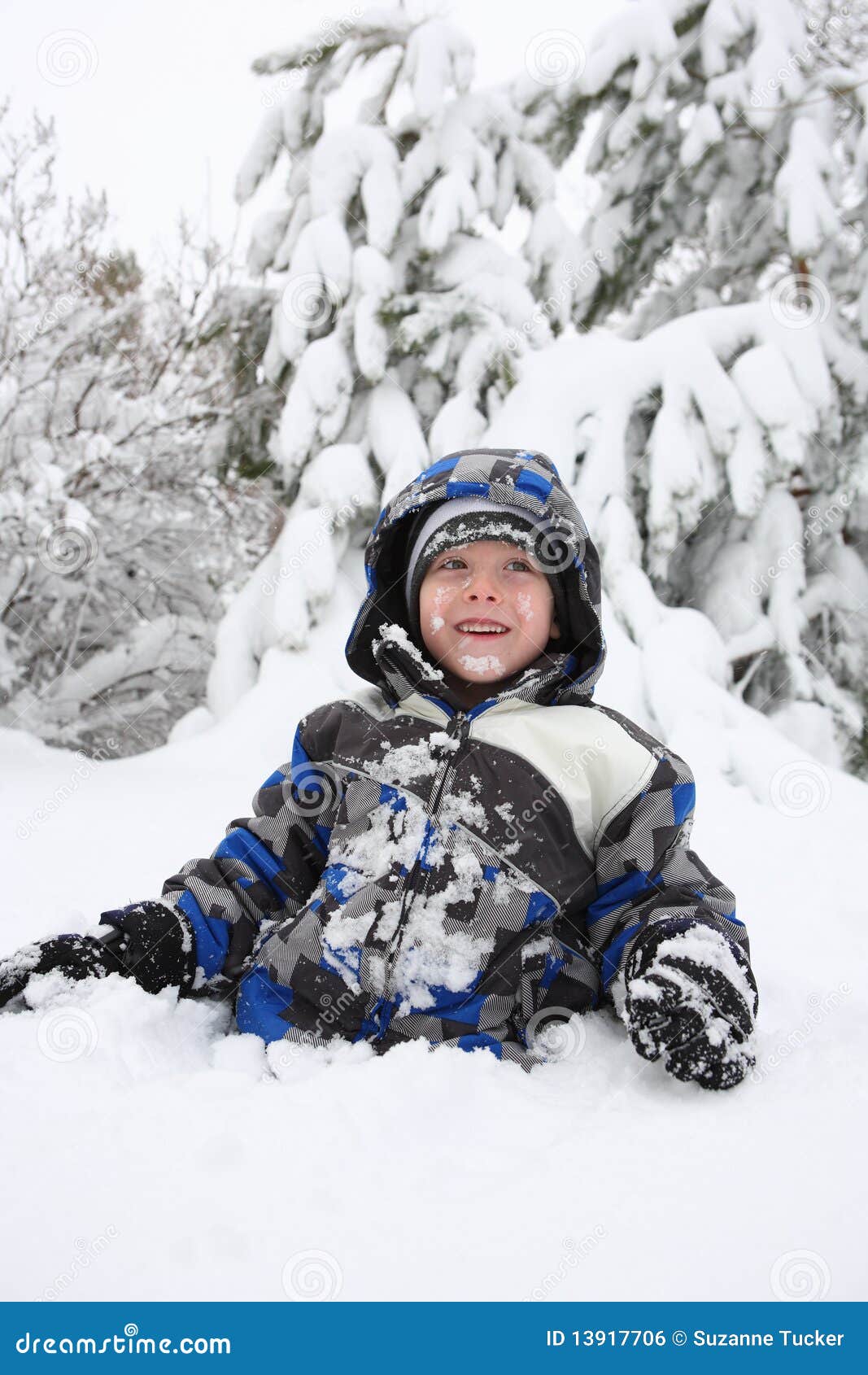 Young Boy Playing in the Snow Stock Photo - Image of december ...