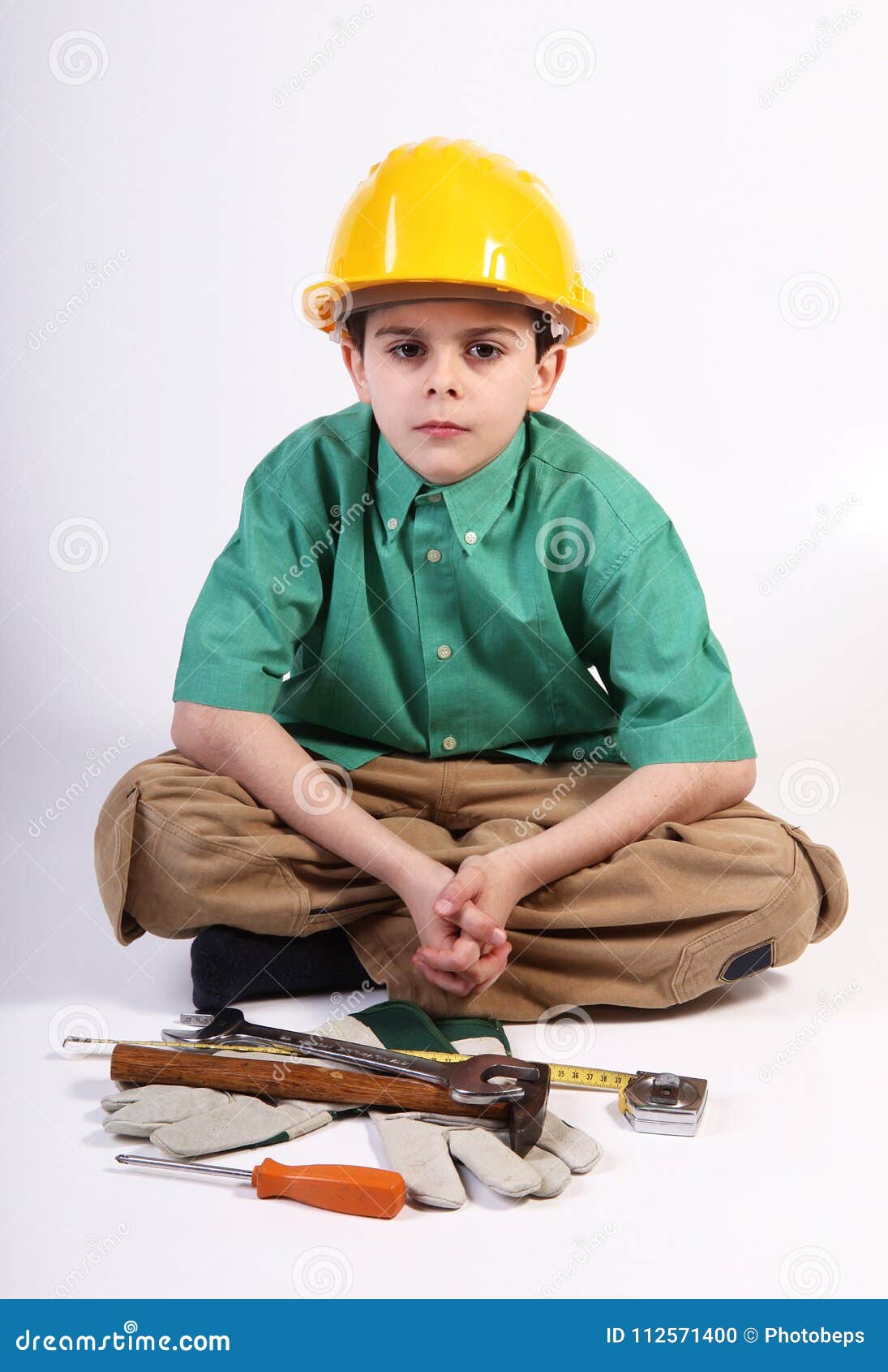 Young Boy Playing with Tools for Work Stock Photo - Image of conceptual ...