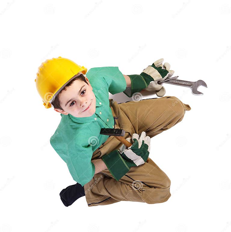 Young Boy Playing with Tools for Work Stock Photo - Image of work ...