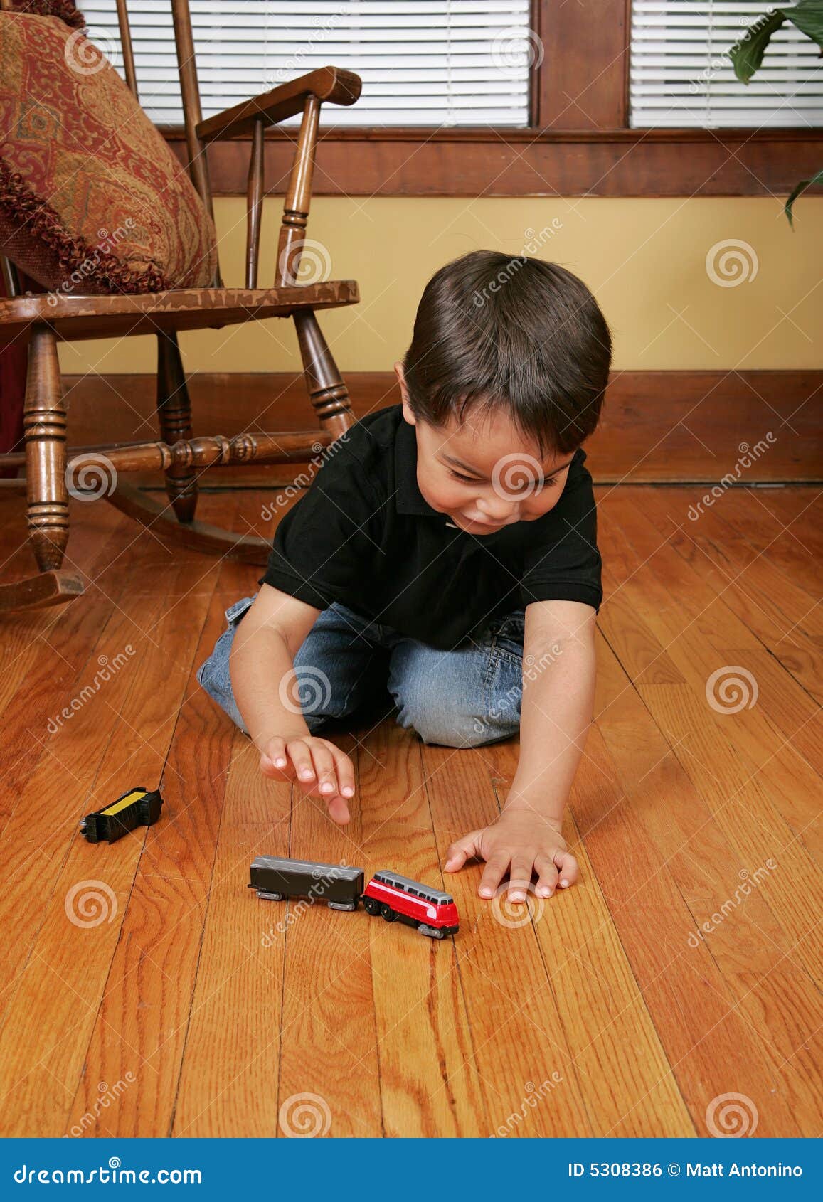 Young Boy Playing with Trains Stock Photo - Image of playing, happiness ...