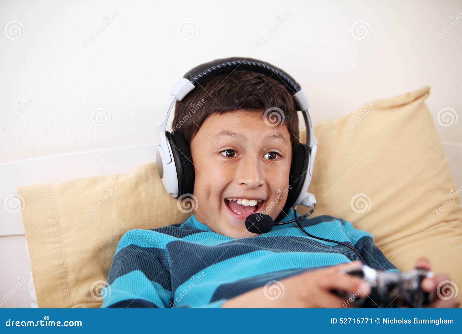 Young Boy Playing Video Game with His Friends Stock Image - Image of ...