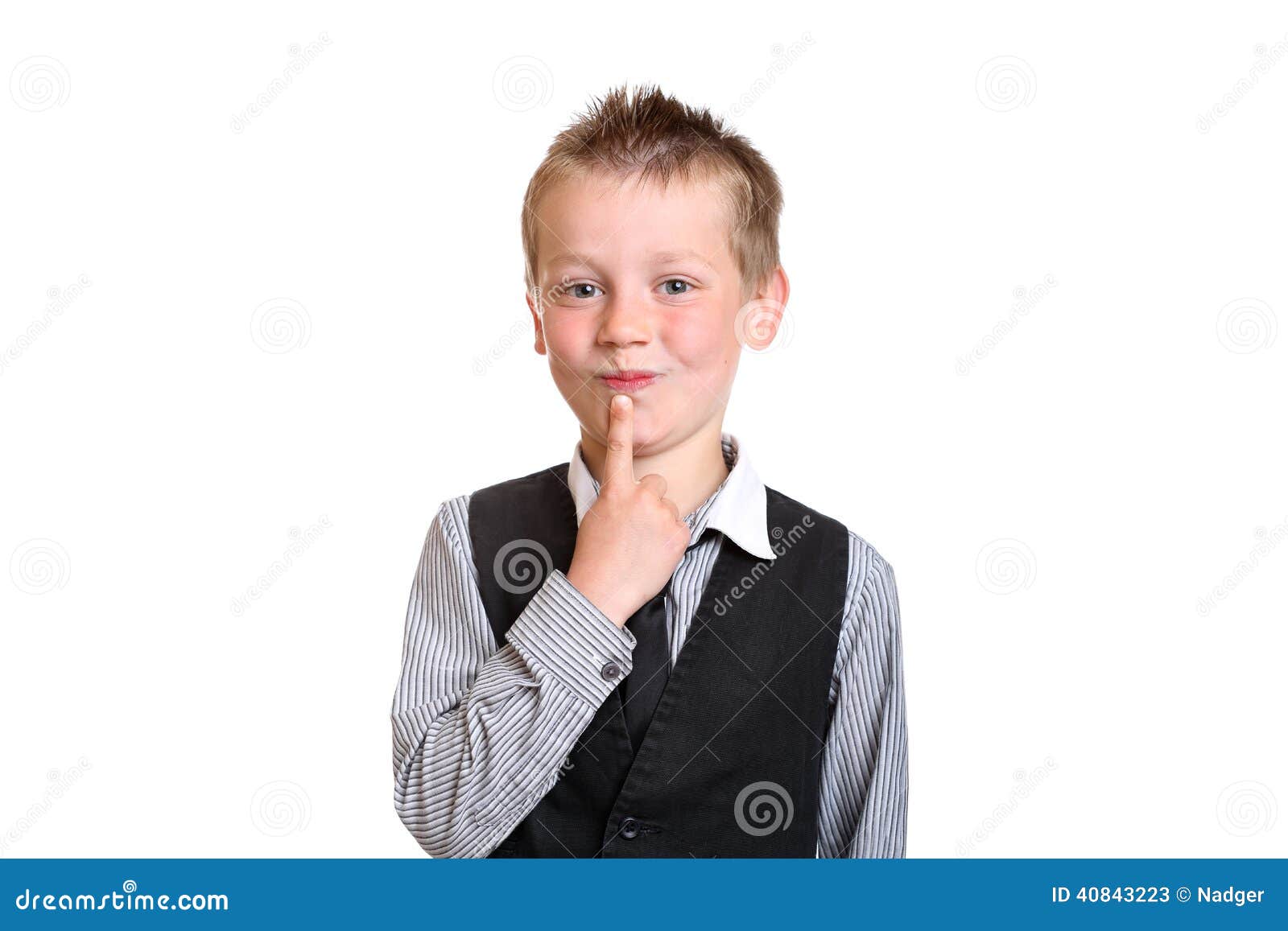 Young Boy Pondering stock image. Image of think, whitespace - 40843223