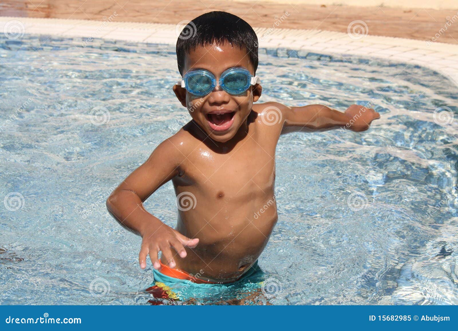 Young boy at a pool stock image. Image of child, fresh - 15682985