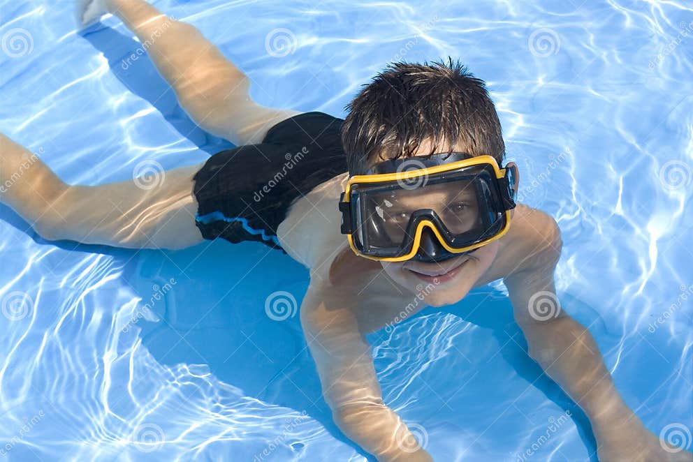 Young boy in pool stock photo. Image of healthy, vacation - 6021542
