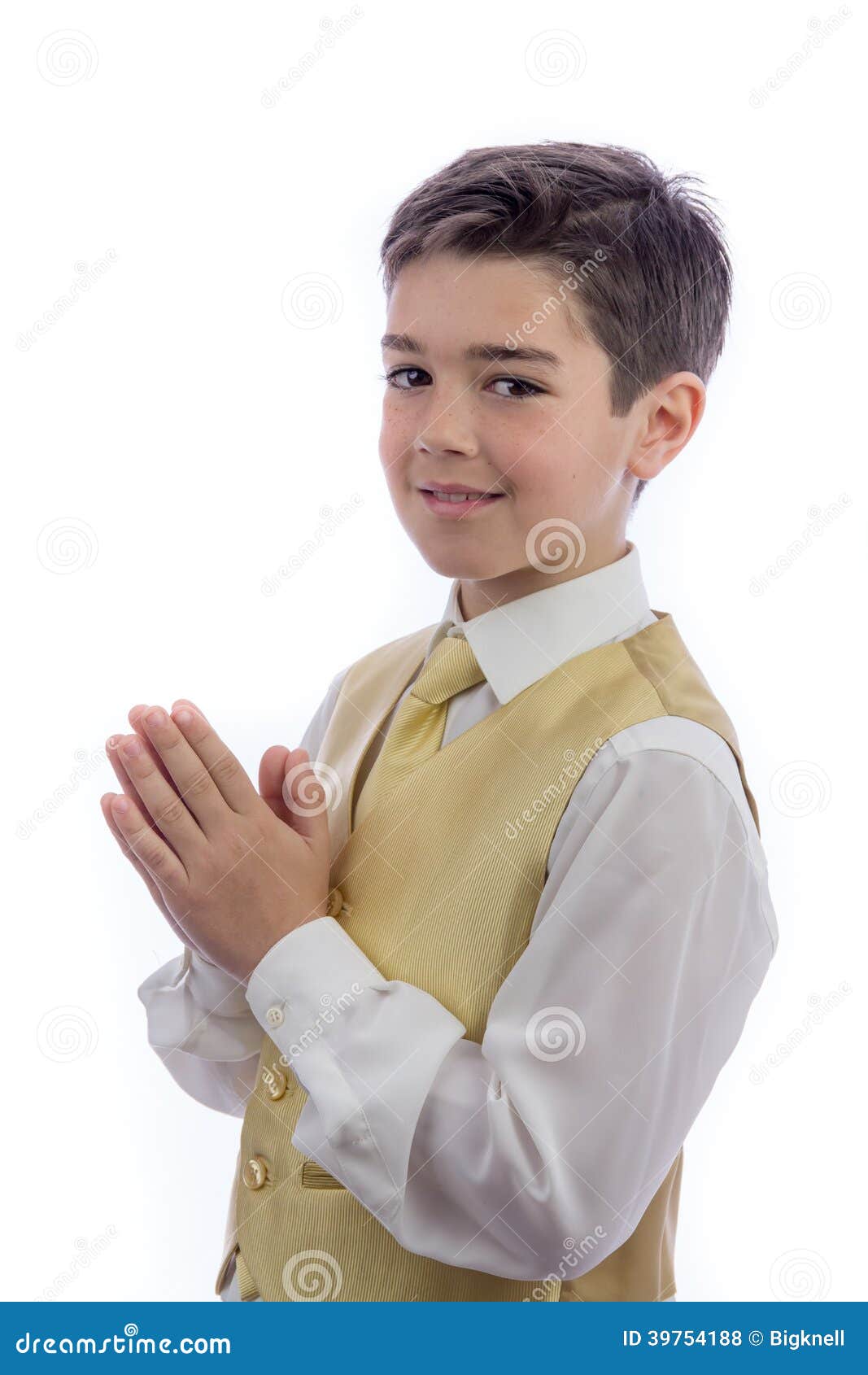 Young Boy Praying In His First Communion Stock Photo - Image of smile ...
