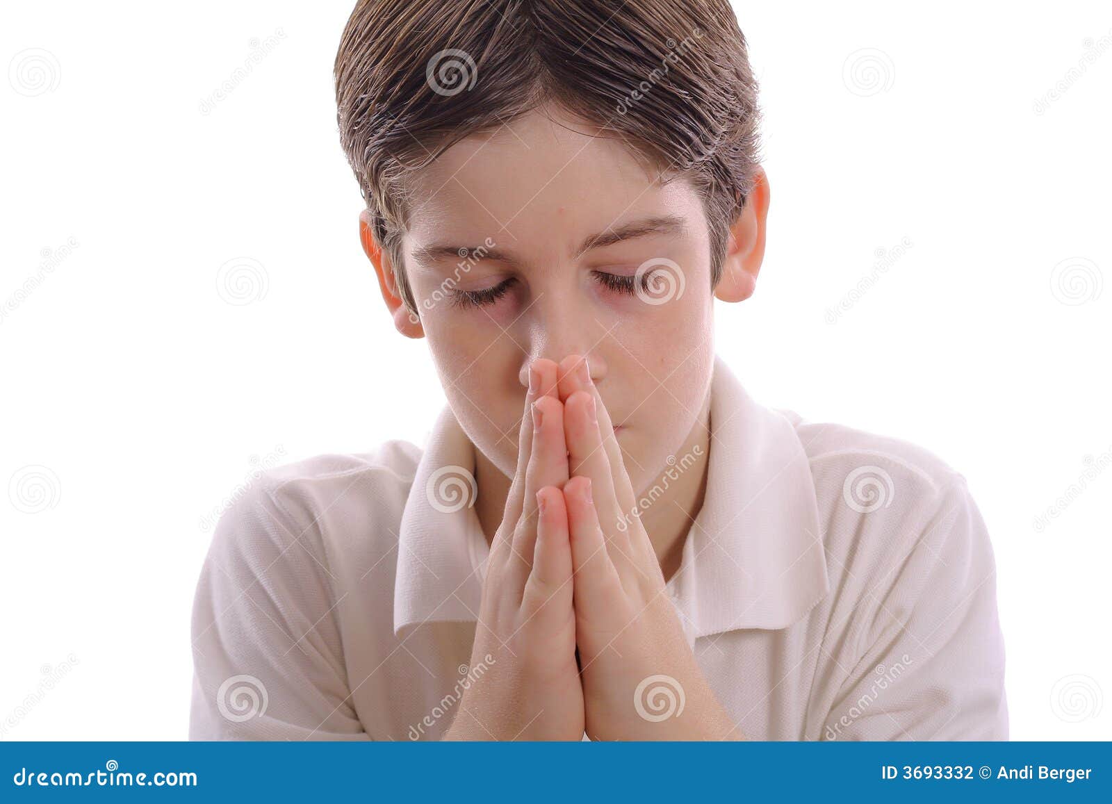 Young Boy Praying on White Center Stock Photo - Image of holy, beauty ...