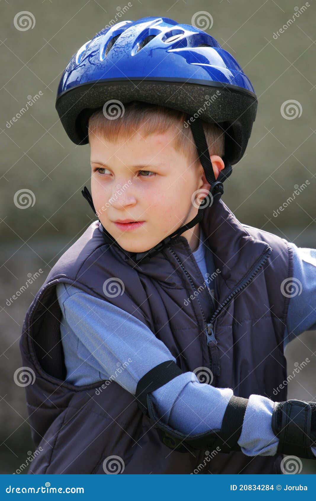 Young Boy in Protective Helmet Stock Photo - Image of blue, attractive ...