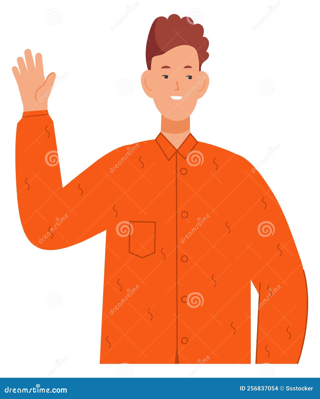 Student Waving Hand, Illustration Chartoon Character Cute Boy ...