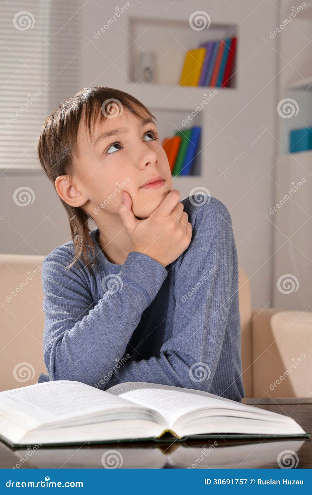 Young boy reading a book stock image. Image of portrait - 30691757