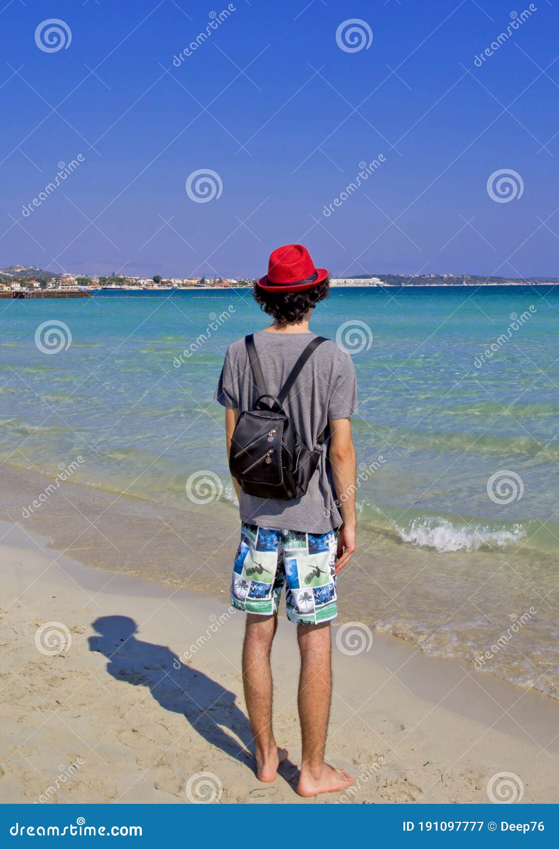 Young Boy in Red Hat on the Beach Stock Image - Image of coast ...