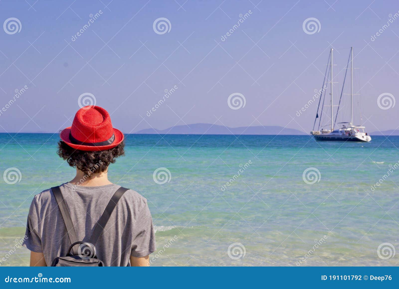 Young Boy in Red Hat on the Beach Stock Photo - Image of lifestyle ...