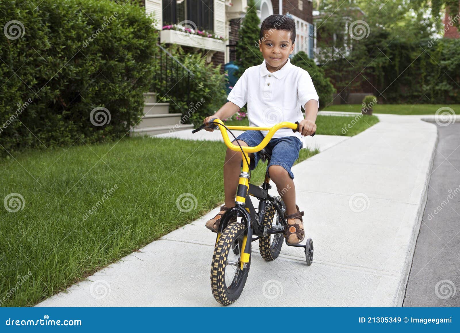 Young Boy Riding His Bicycle Stock Image - Image of neighbourhood ...