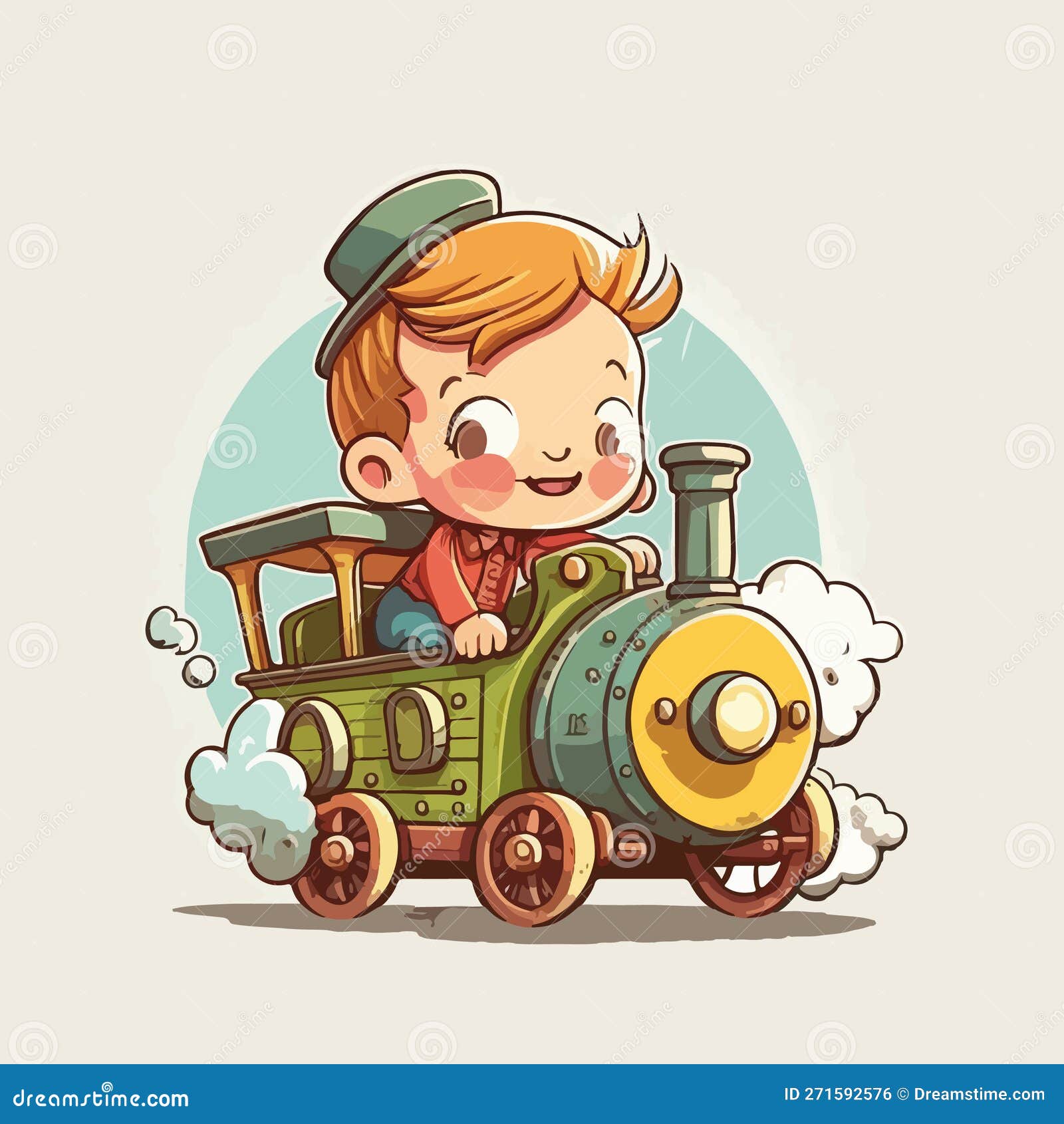 Young Boy Riding on a Train. Vector Graphics. Illustration for a Child ...