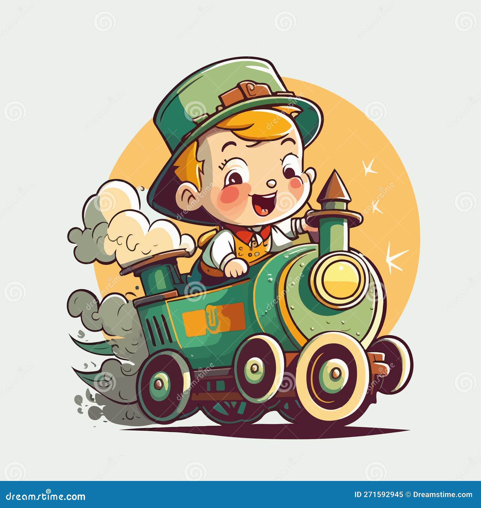 Young Boy Riding on a Train. Vector Graphics. Illustration for a Child ...