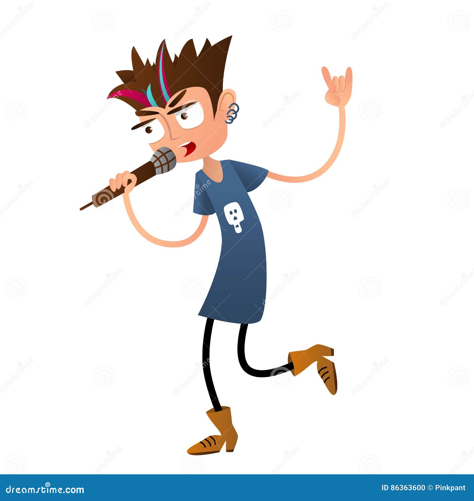 Cartoon Of A Heavy Metal Singer Vector Illustration | CartoonDealer.com ...