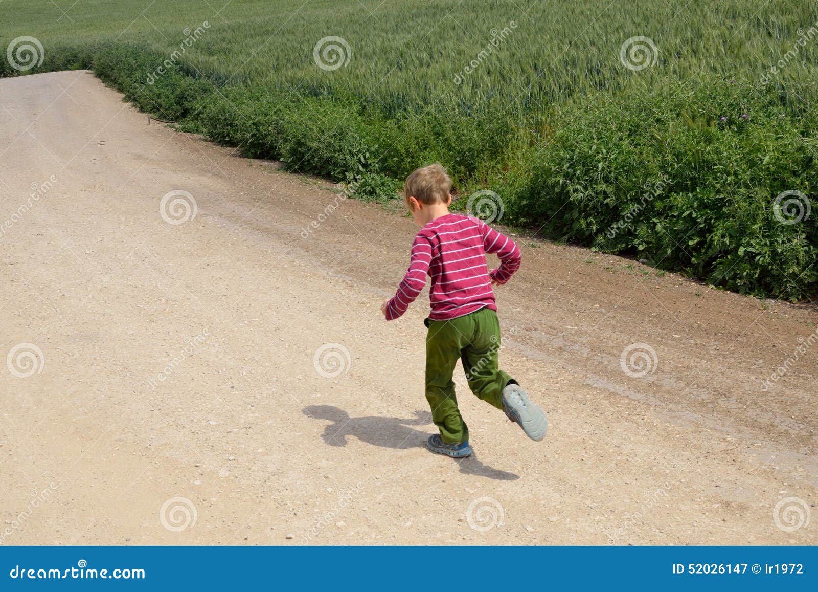 Young Boy Run in the Fields Stock Image - Image of clouds, natural ...
