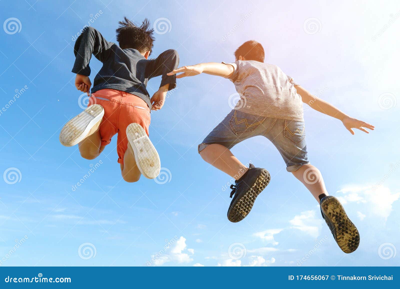 Young boy run and jump stock image. Image of jumping - 174656067