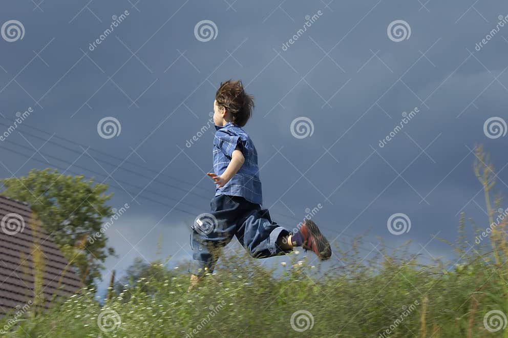 Young Boy Running Home stock photo. Image of young, shelter - 2239090