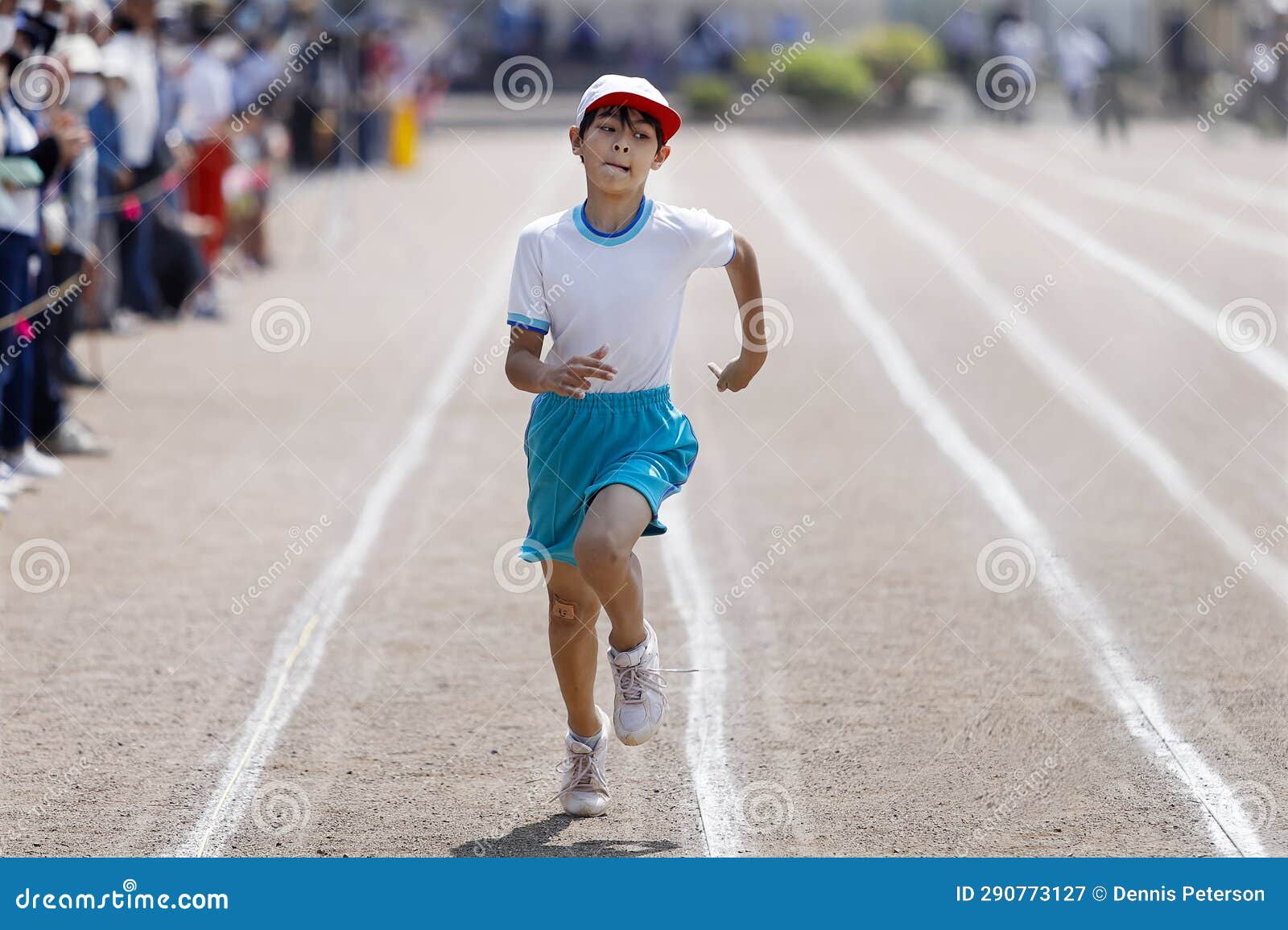 A Young Boy Running in a Race Stock Image - Image of school, race ...
