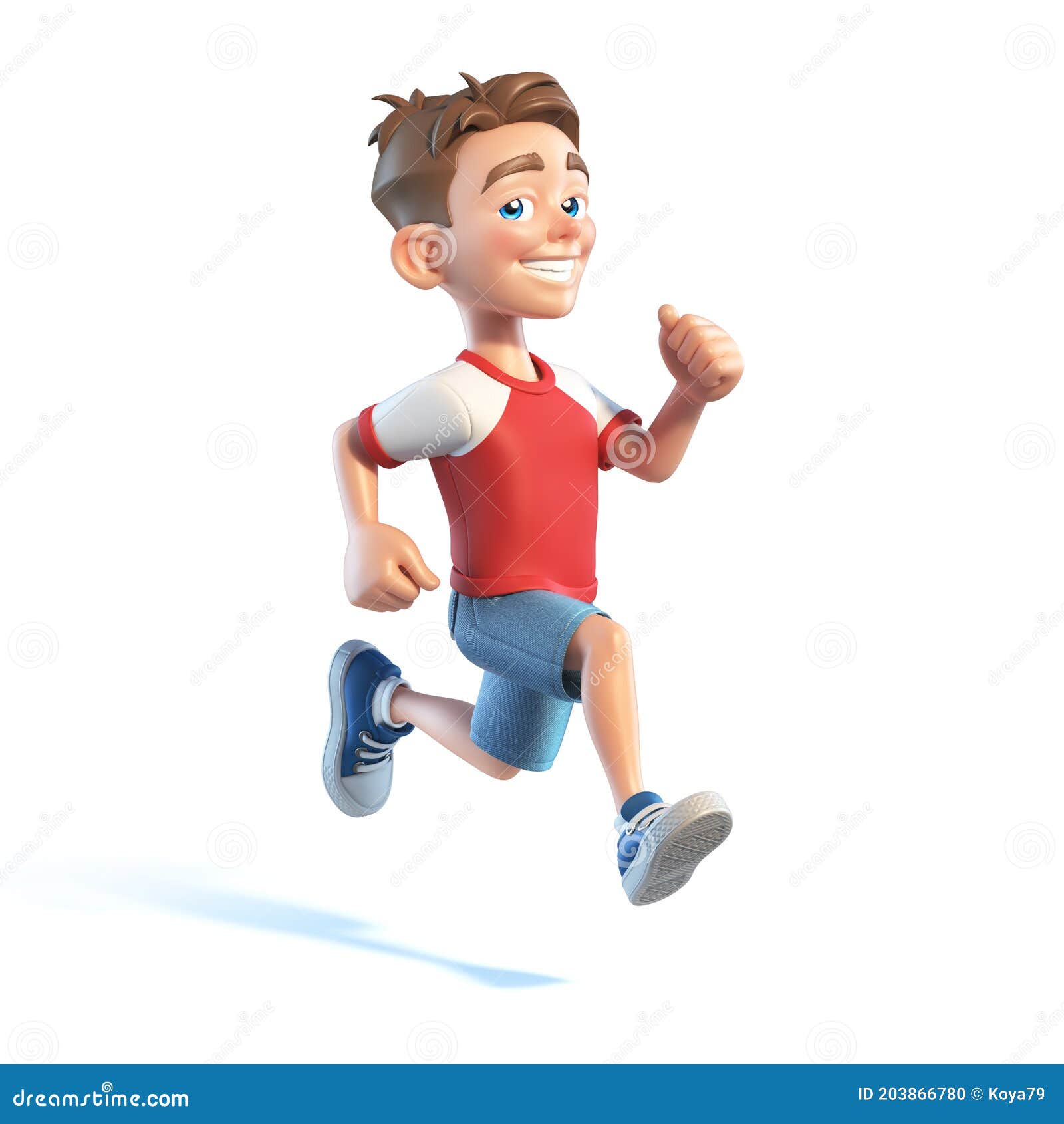 Young Boy Running, Stylized Cartoon Character, School Kid 3d Rendering ...