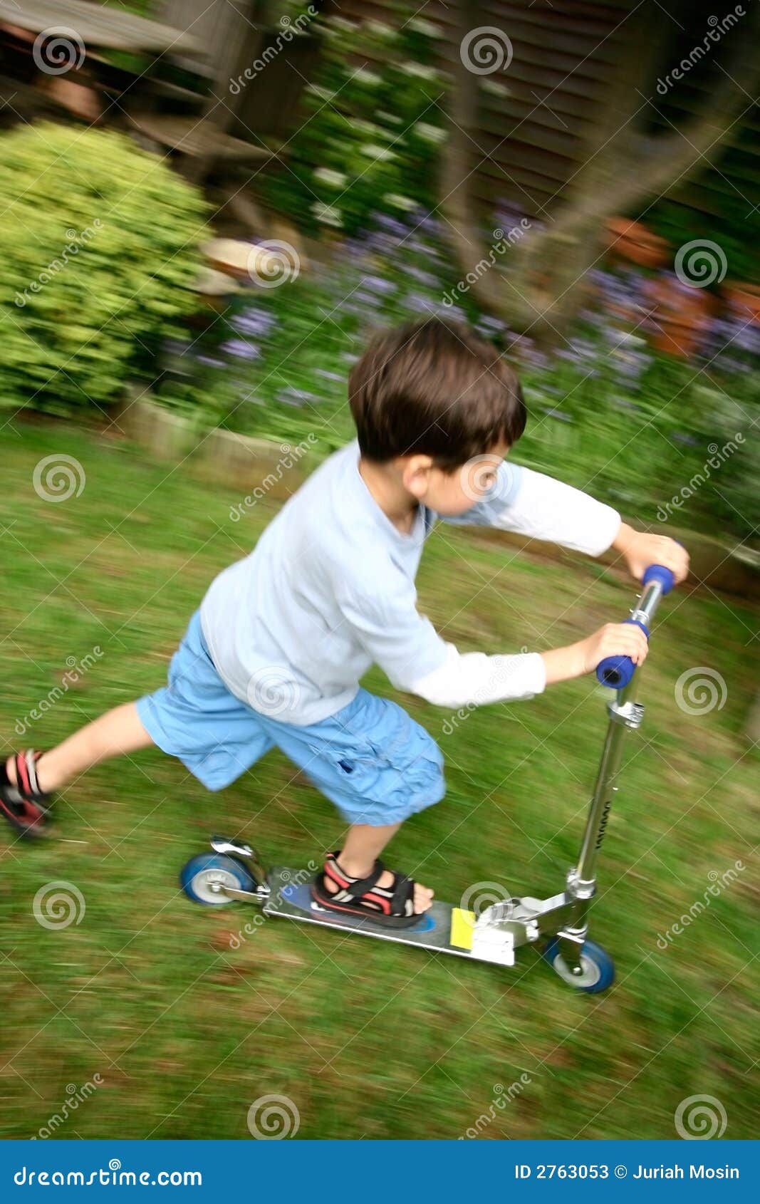 Young boy on scooter stock image. Image of childhood, appreciation ...