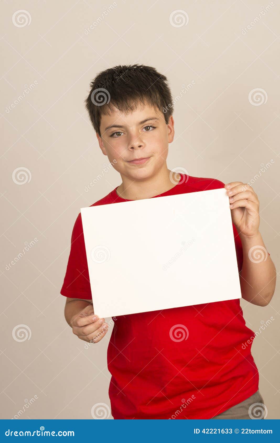 Young boy with sign stock image. Image of brown, dark - 42221633