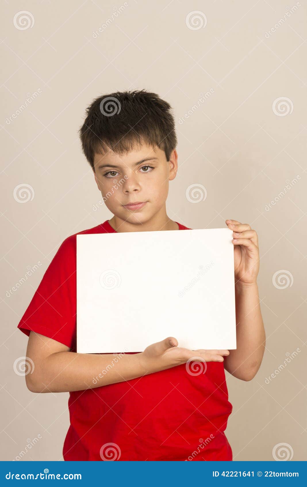 Young boy with sign stock image. Image of happiness, shirt - 42221641