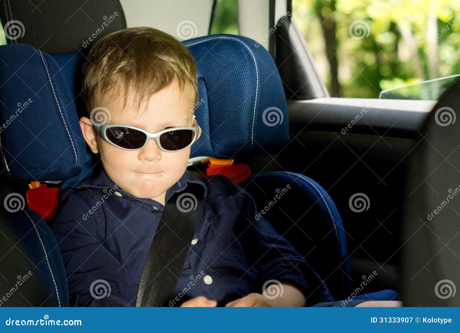 Young Boy Sitting in a Child Car-seat Stock Image - Image of inside ...
