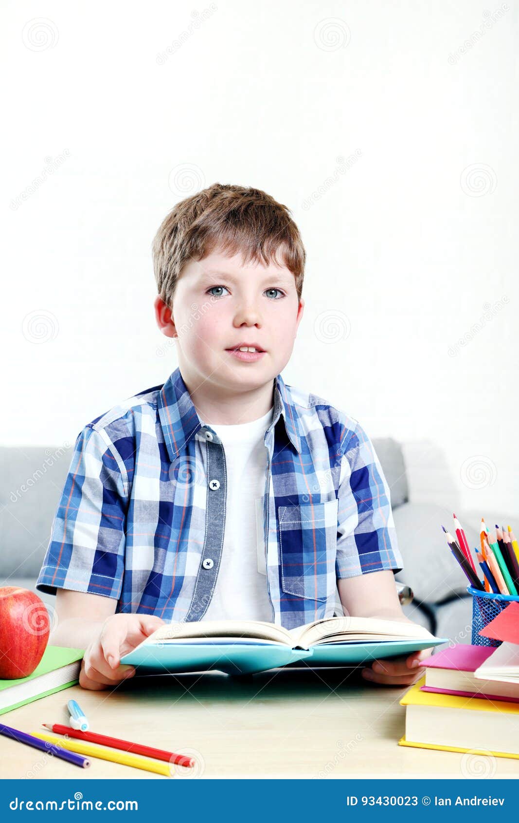 Young boy stock image. Image of apple, cute, brunette - 93430023