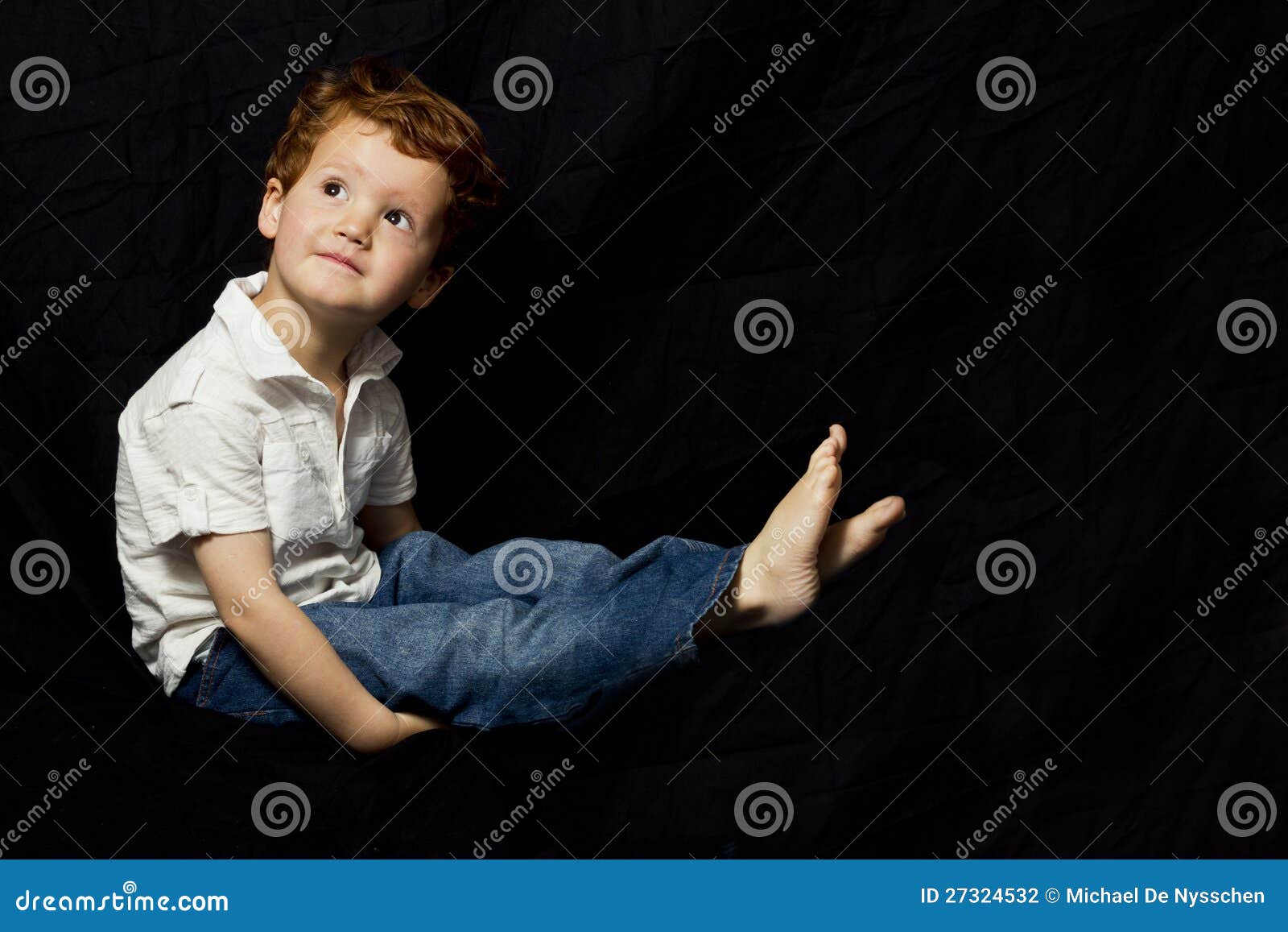 Young Boy Sitting and Thinking Stock Photo - Image of young, thinking ...
