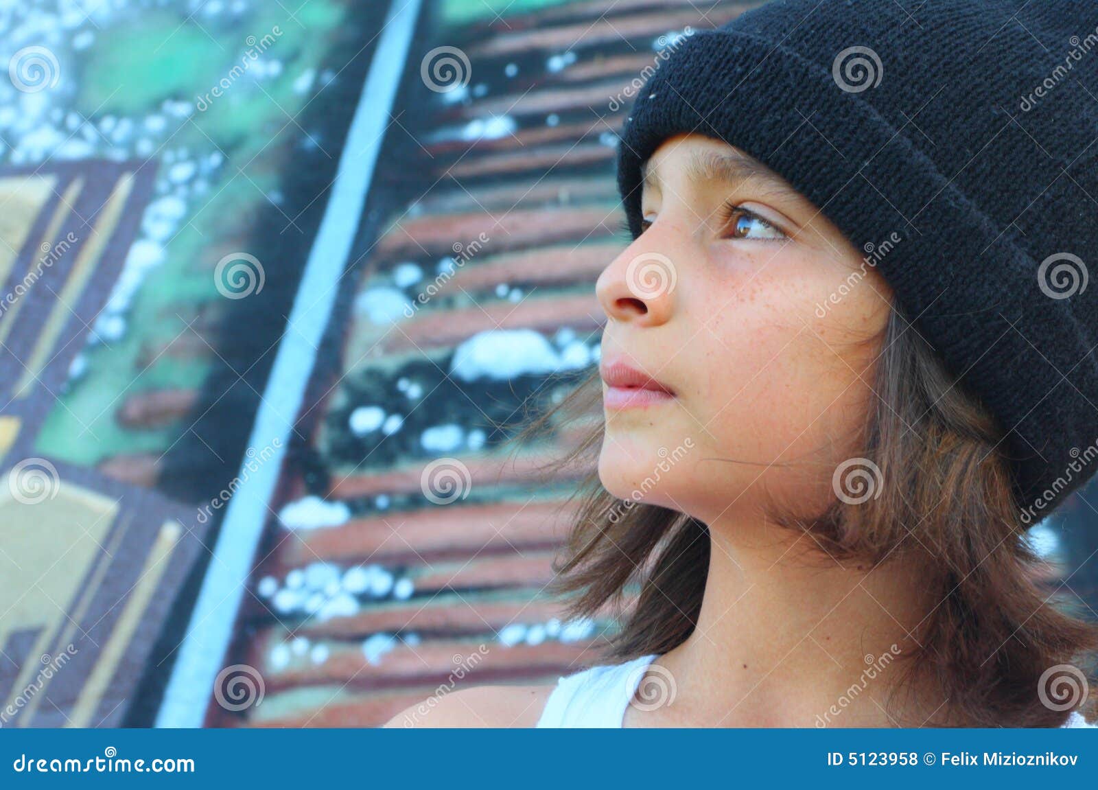 Young Boy with a Skull Cap stock photo. Image of head - 5123958