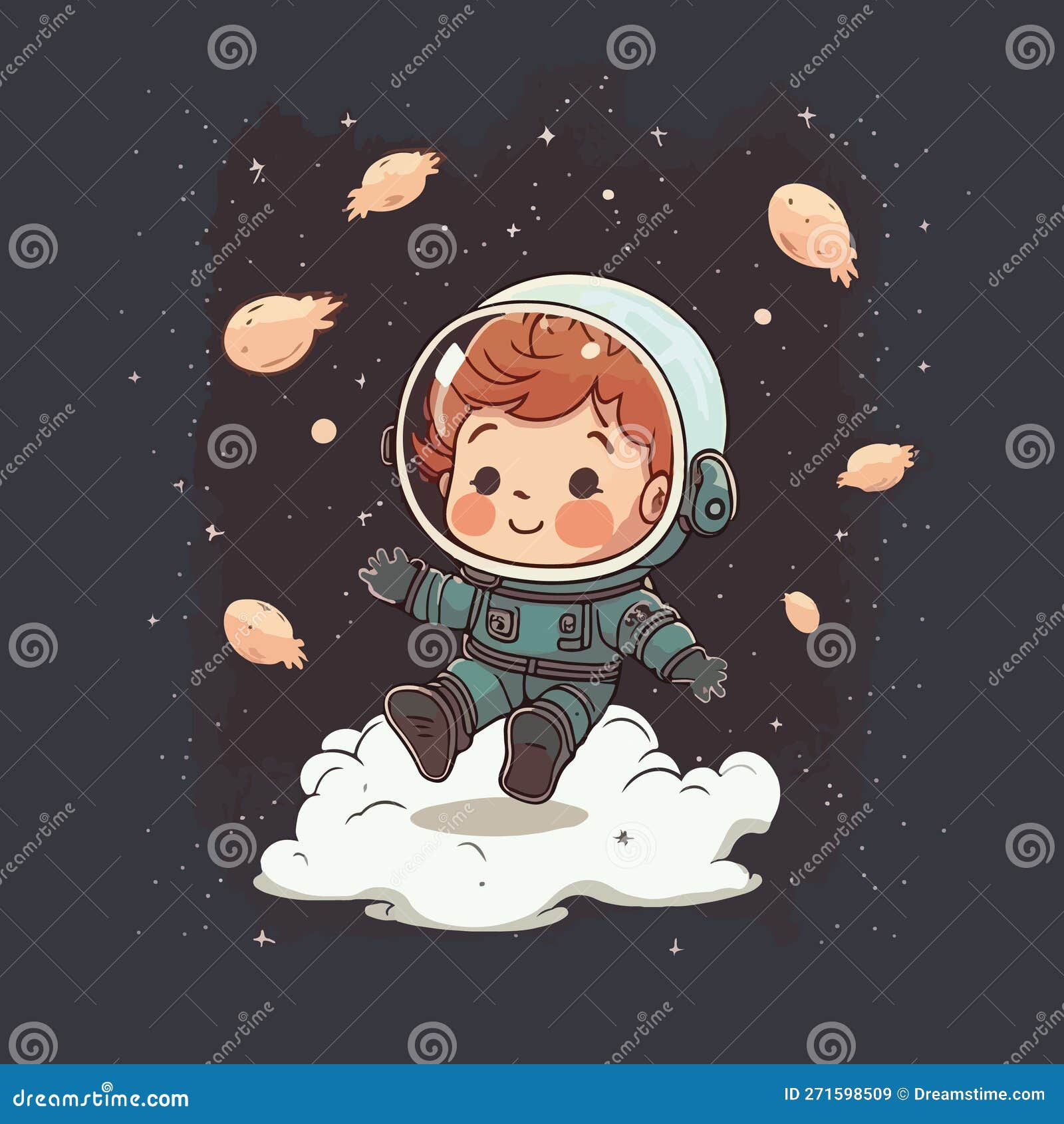 Young Boy in the Space. Vector Graphics. Illustration for a Child Stock ...