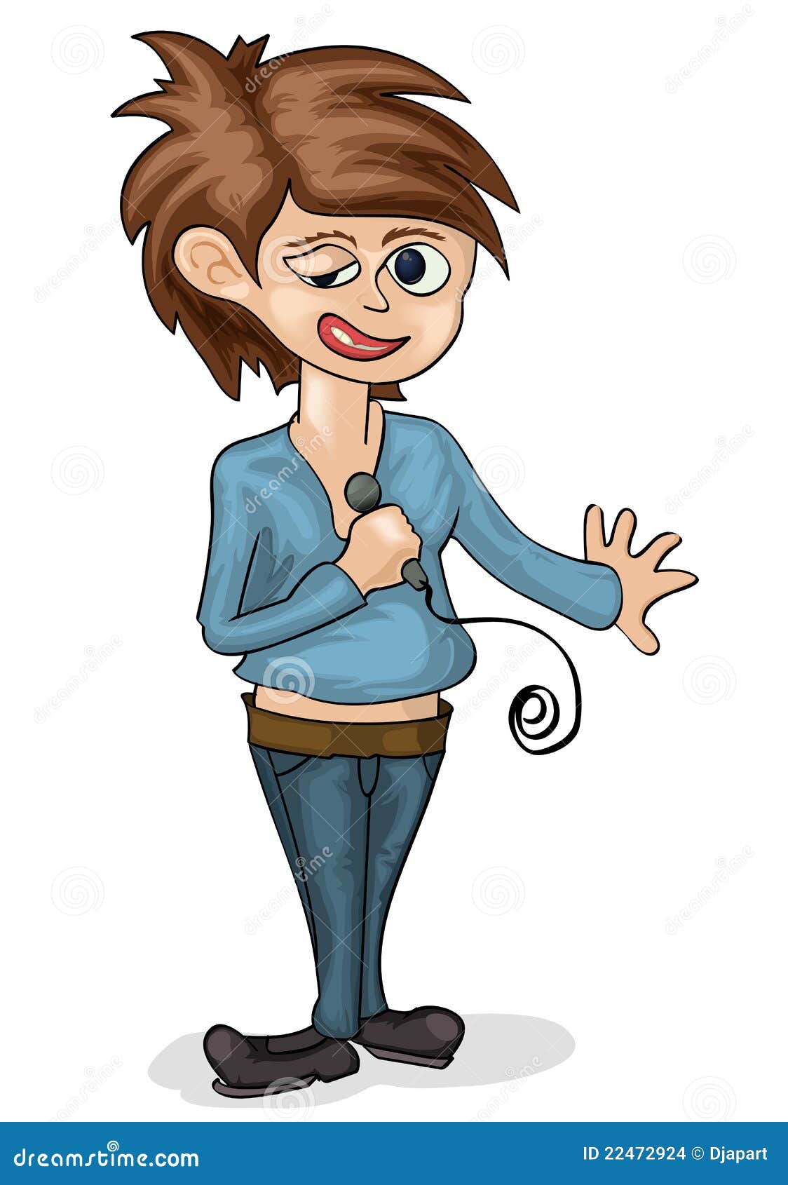 Young Man With Microphone, News Reporter Or Show Host. Cartoon Vector ...