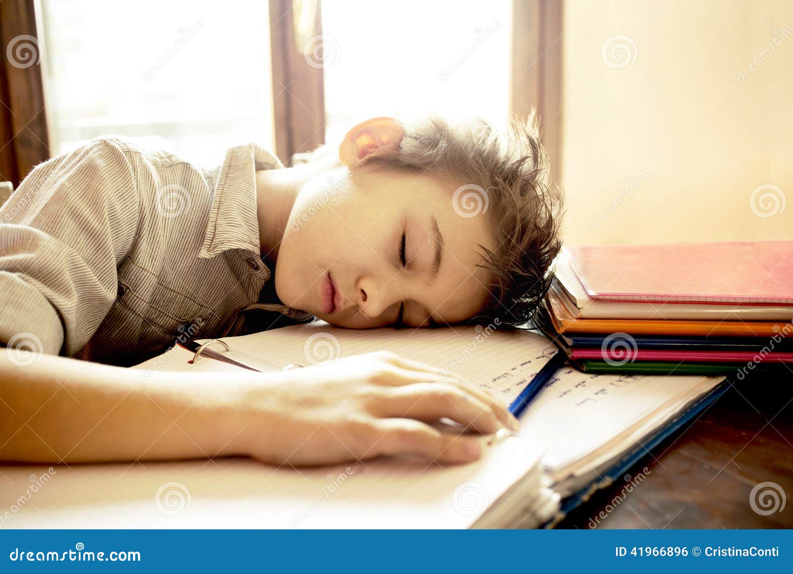 A Young Boy Stressed on Homework Stock Photo - Image of children, books ...