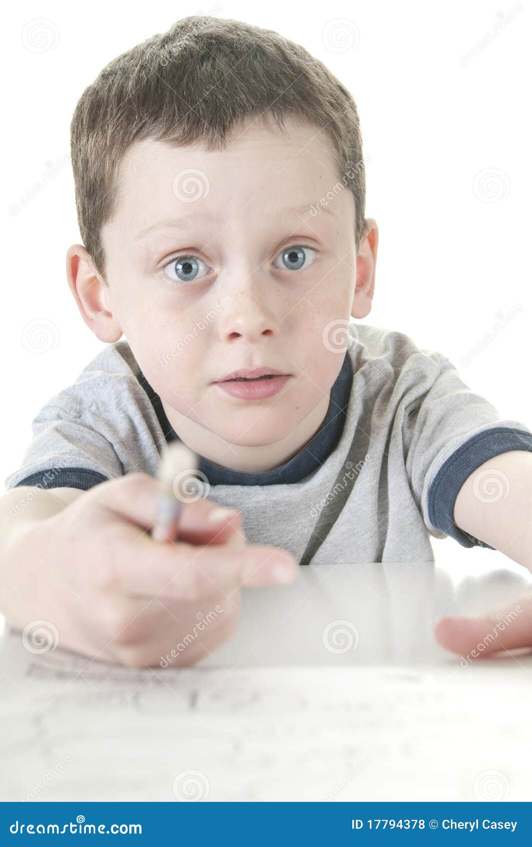 Young Boy Stressed with Work Stock Photo - Image of student, education ...