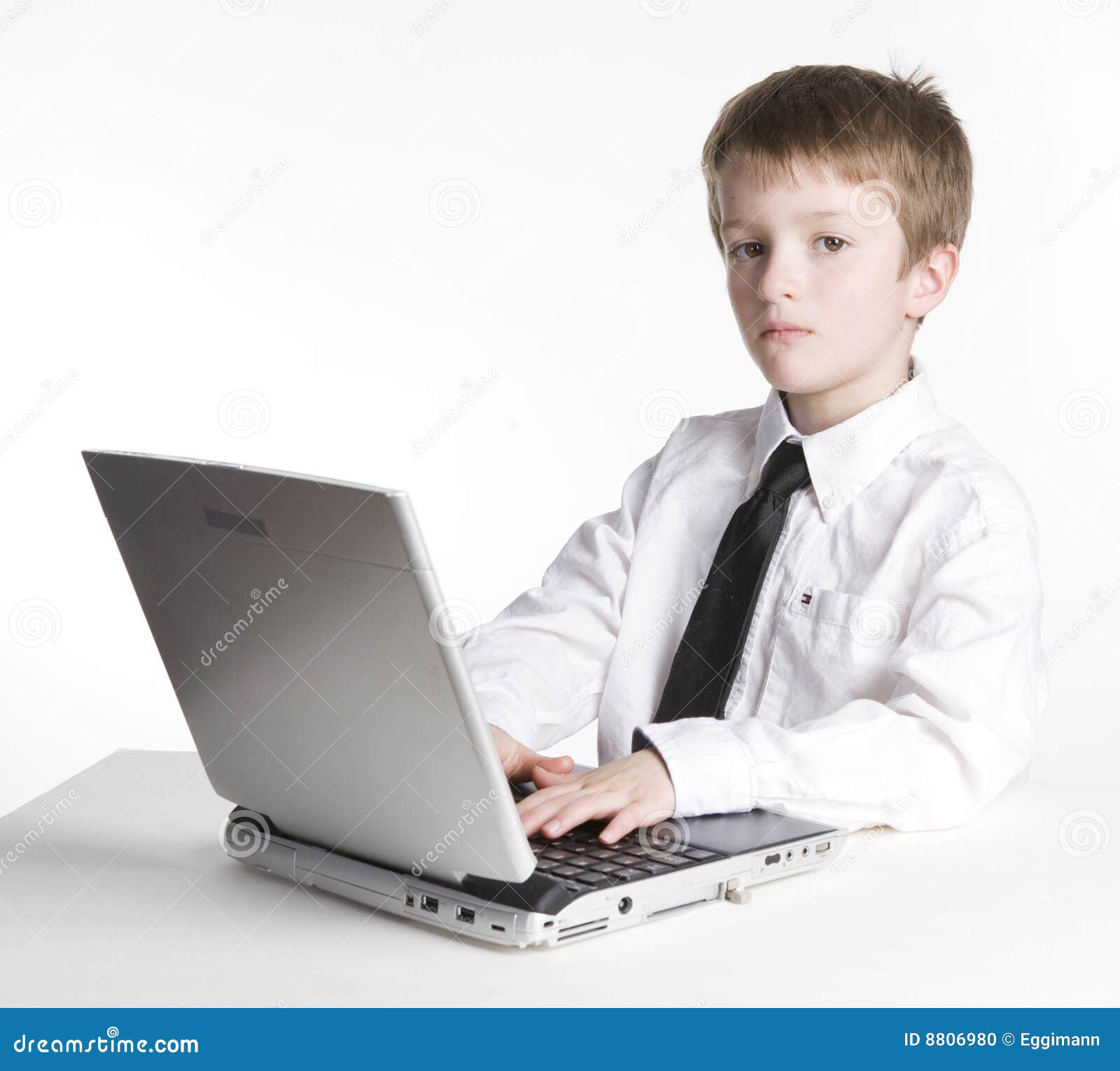Young Boy Student on Laptop Computer Stock Photo - Image of friends ...