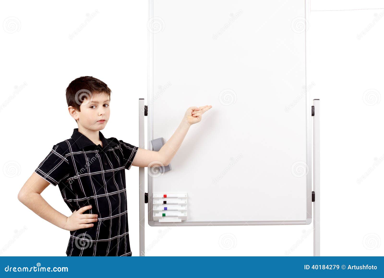Young Boy Student and Whiteboard Stock Image - Image of male, empty ...