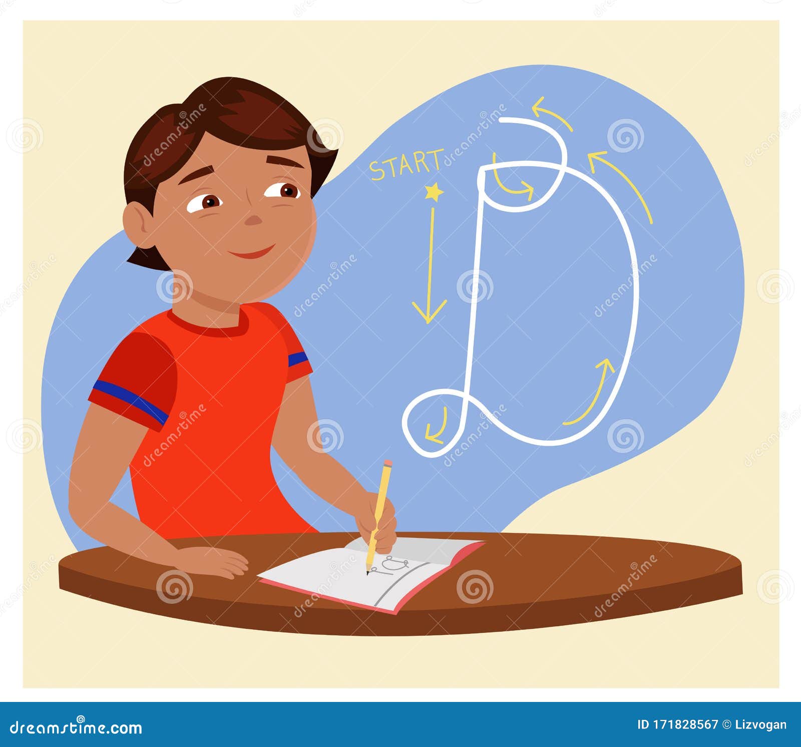 Cartoon Student Writing